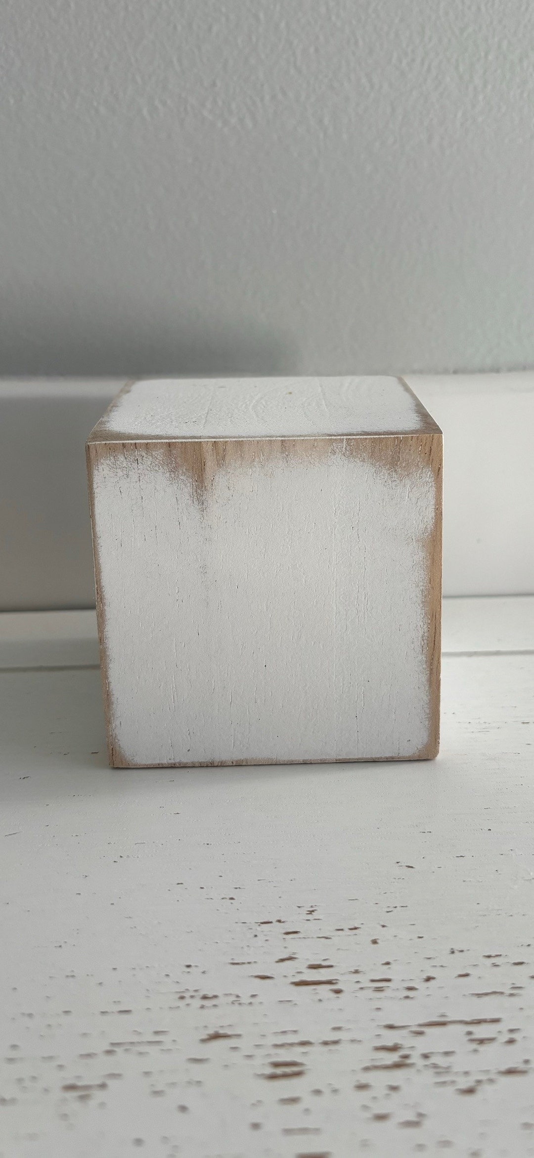 Distressed White Wood 3 Inch Square Block Riser, White Plant Riser ...