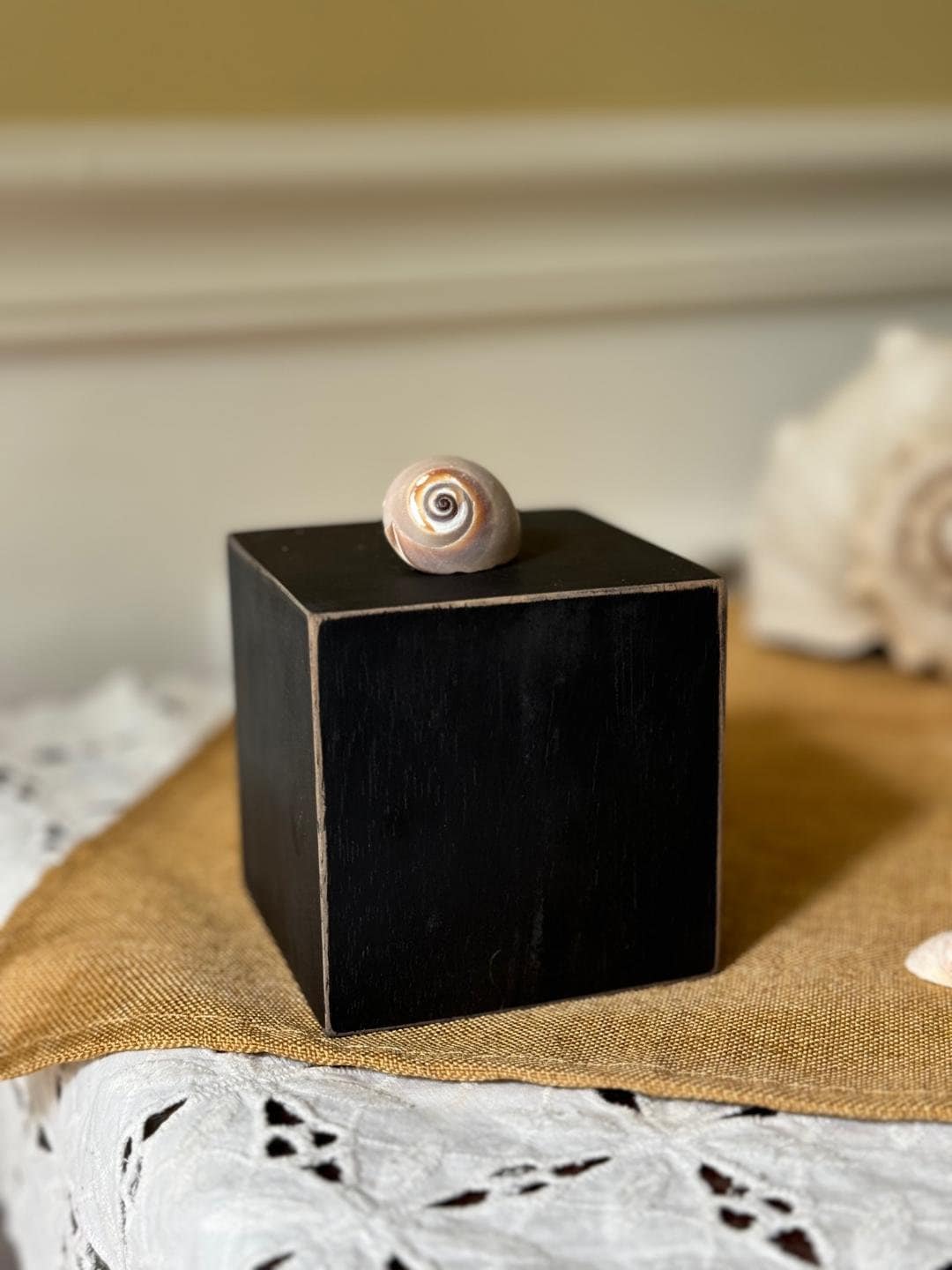 Distressed Black Wood 3 Inch Square Block Riser, Black Plant Riser, Black Wood Block , Primitive ...