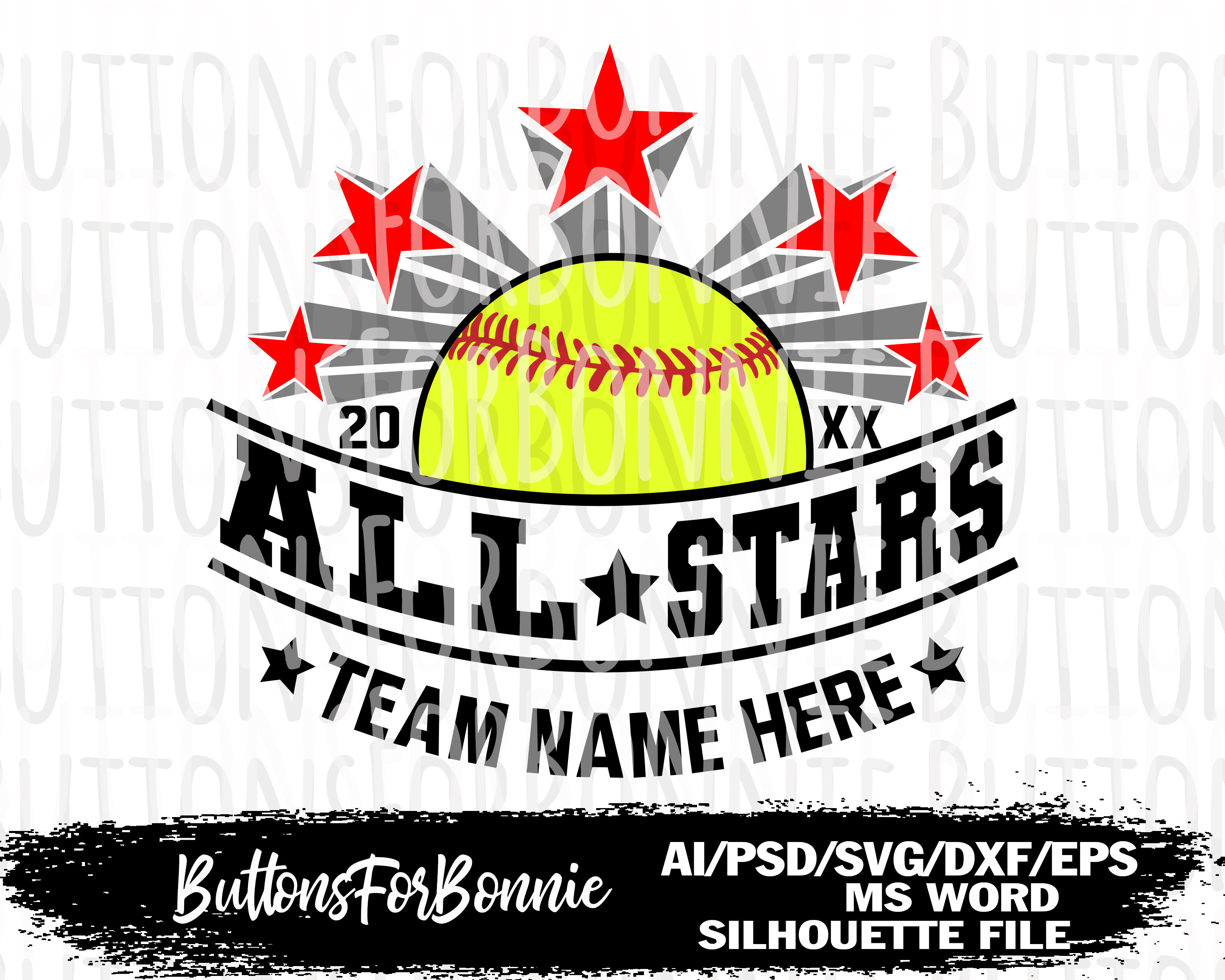 Softball Svg all stars svg all stars Softball vector | Etsy