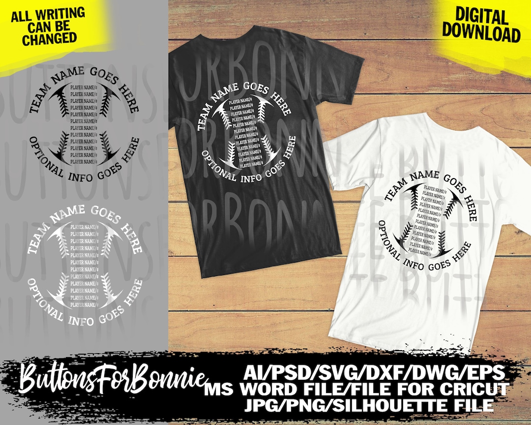 Baseball Svg, Baseball Team, Baseball Roster, Shirt Back, Shirt Design ...