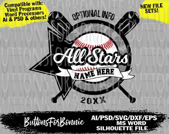 All Stars Svg, Softball Svg, Baseball Svg, Template, Emblem, Softball ...