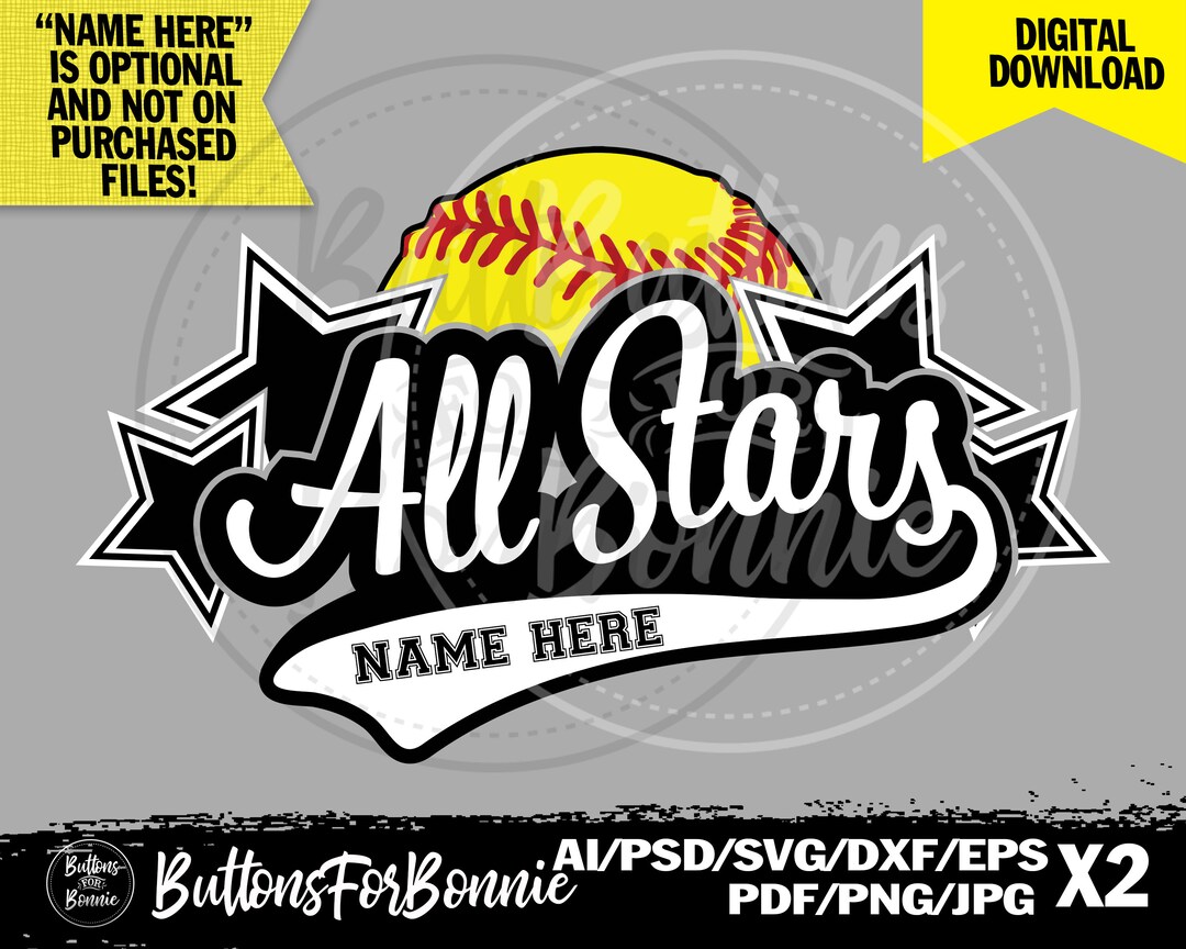 All Stars Svg, Softball Svg, Template, Emblem, Softball Team, Stitching ...