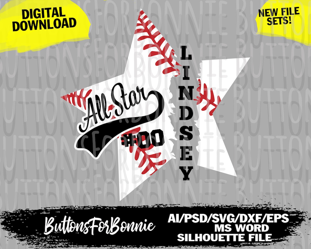 All Star Svg, Baseball Svg, Template, Baseball Shirt Svg, Cut File ...