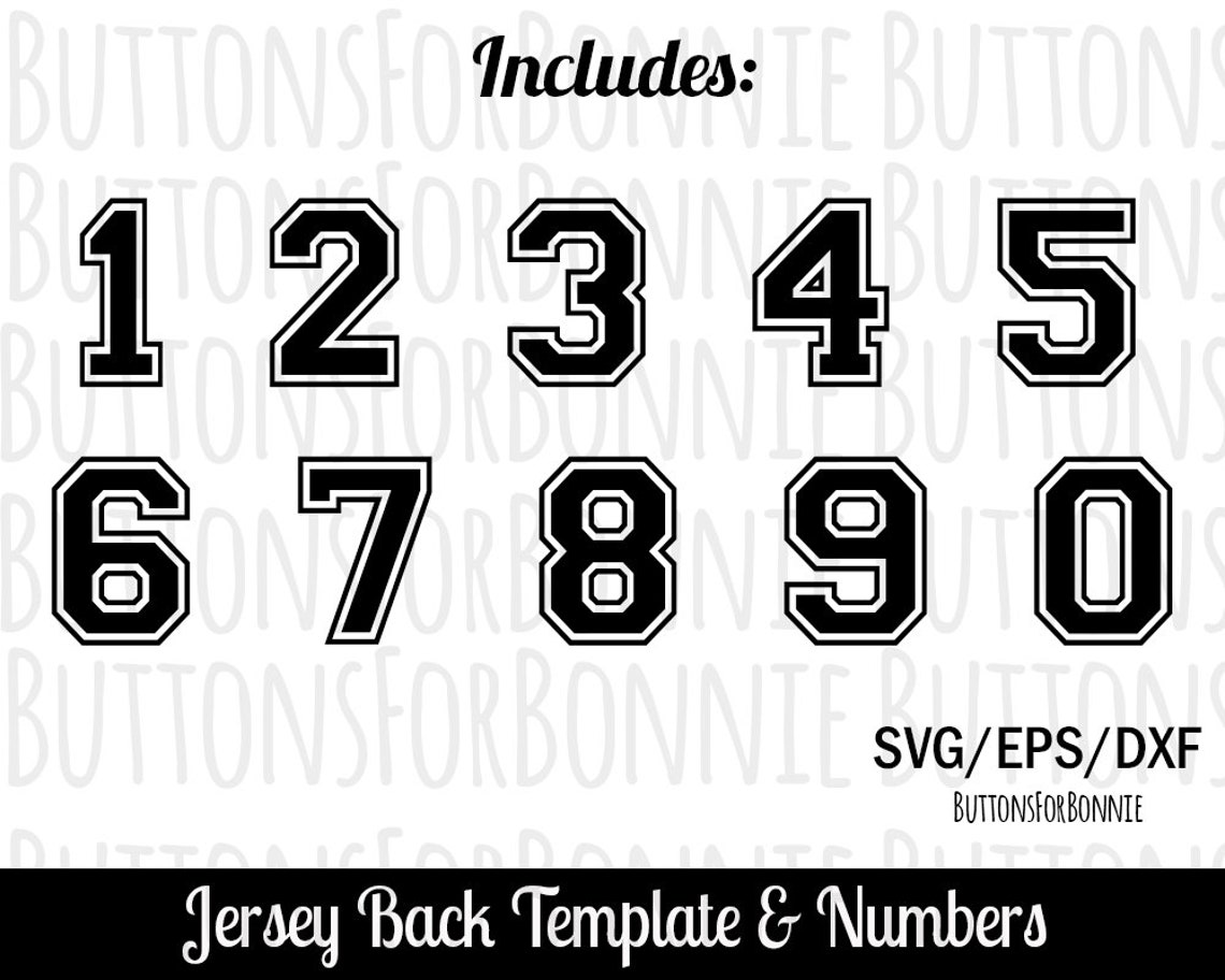 Jersey Number Svg Jersey Back Svg Jersey Template Svg | Etsy