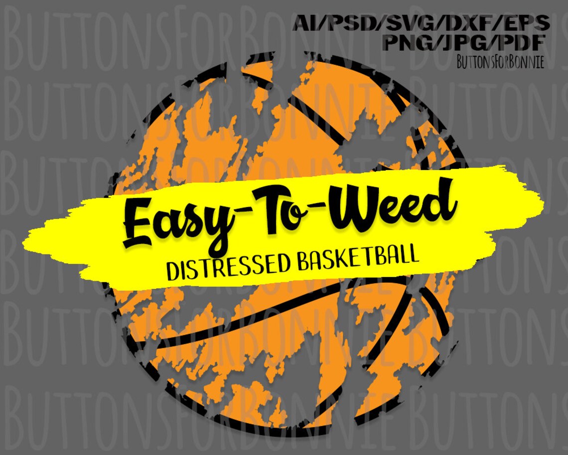 Easy to Weed, Distressed Basketball, Basketball Svg, Template, Cut File ...
