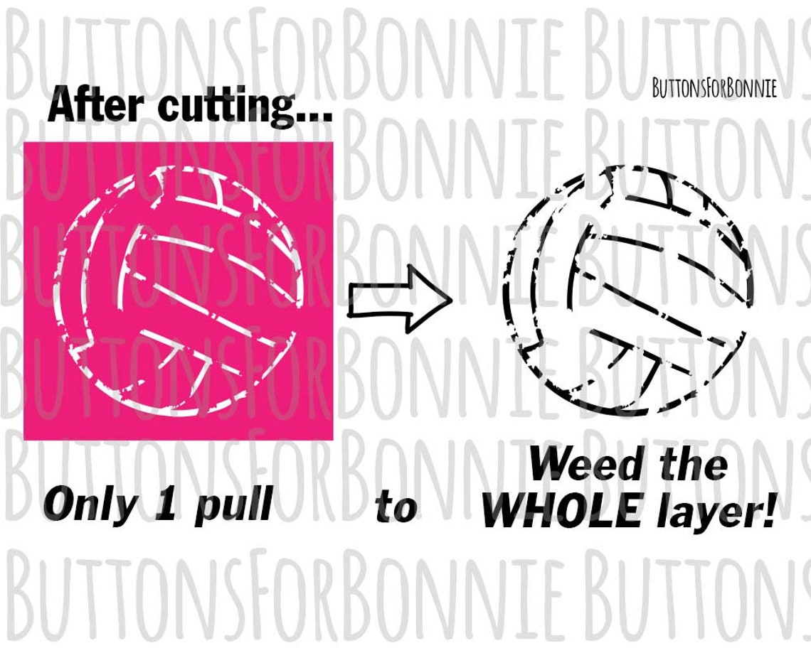 Easy to Weed, Distressed Volleyball, Volleyball Svg, Template, Cut File ...