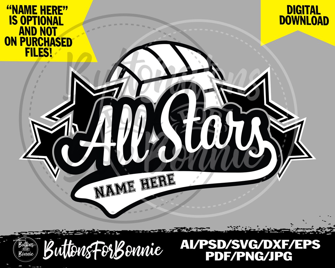 All Stars Svg, Volleyball Svg, Template, Emblem, Volleyball Team, Cut ...