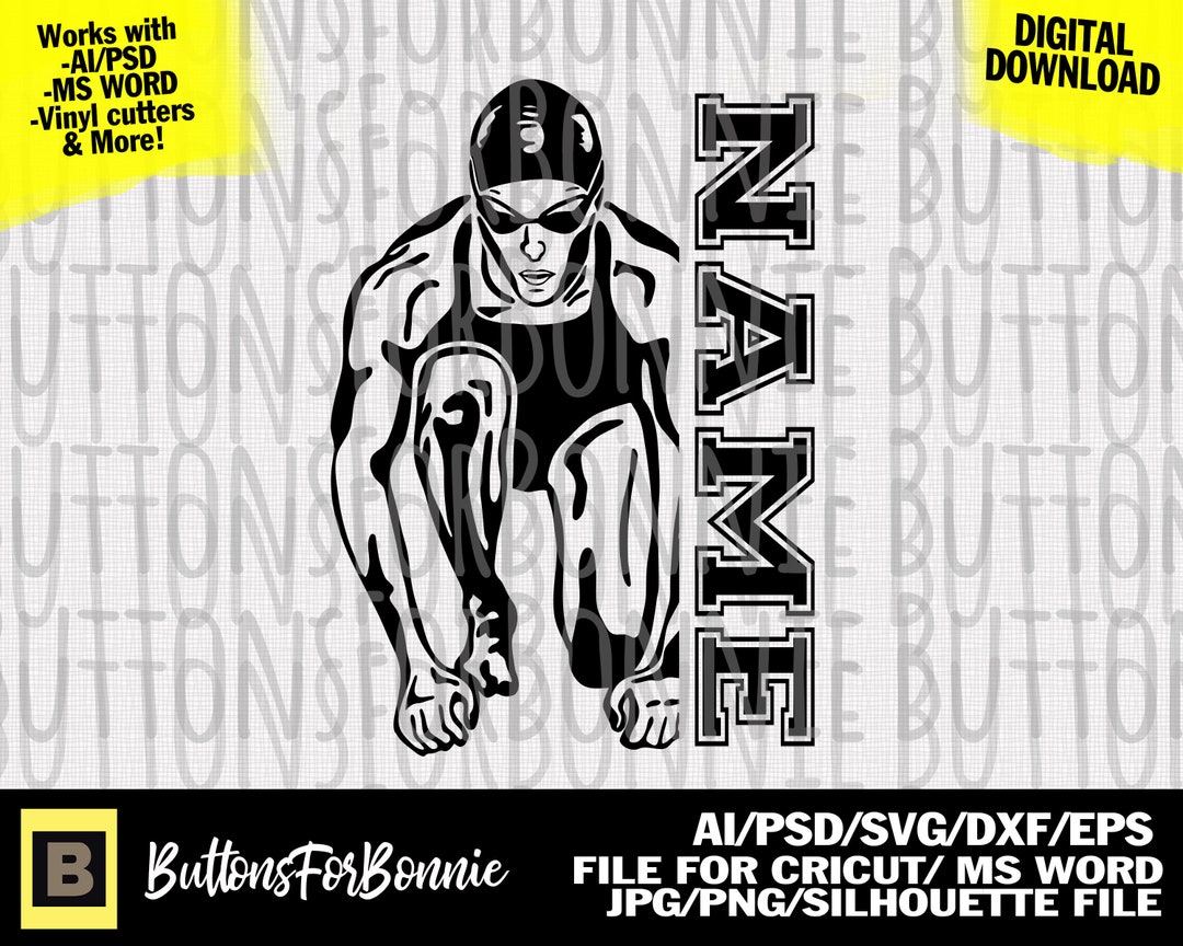 Swimmer Svg, Swimming SVG, DXF, EPS, Template, Digital Cutting File ...