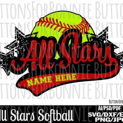 All Stars Svg Softball Svg Travel Ball Template Emblem - Etsy