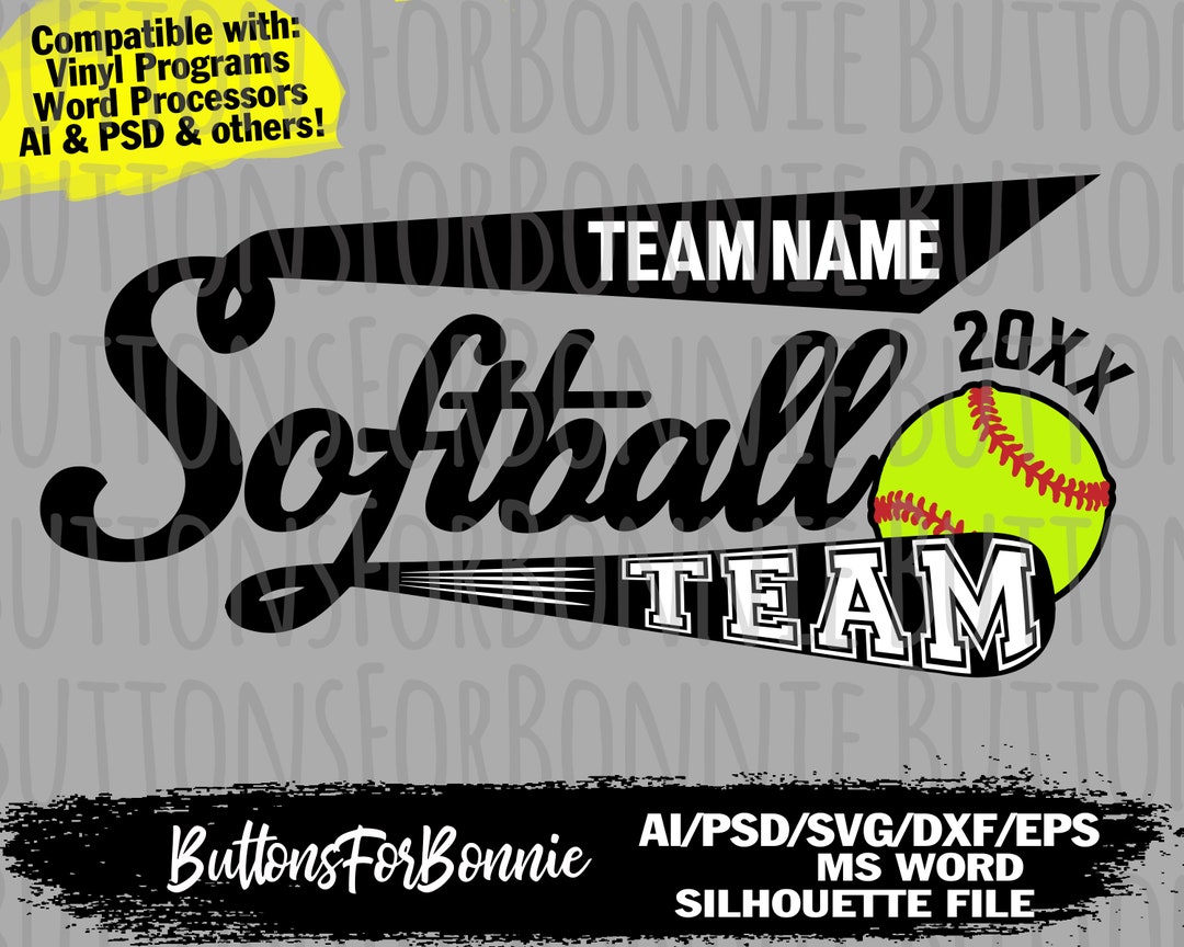 Softball Svg, Softball Vector, Softball Emblem, Softball Team, Softball ...