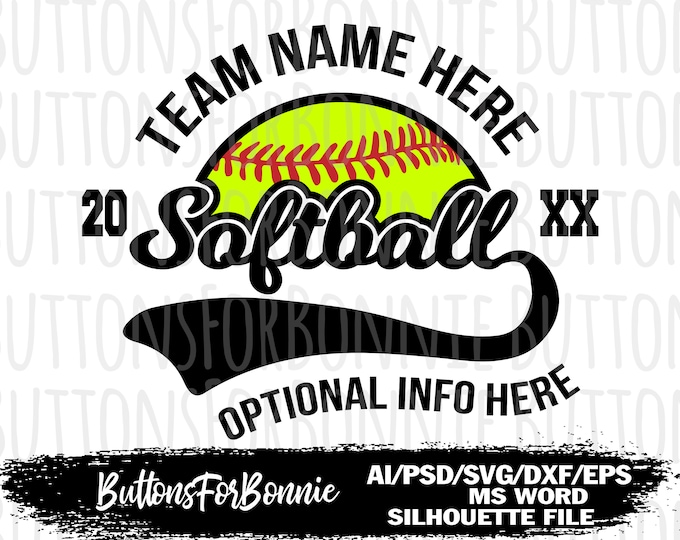 Softball Svg, Vector, Emblem, Logo, Template, Softball Team, Stitching ...