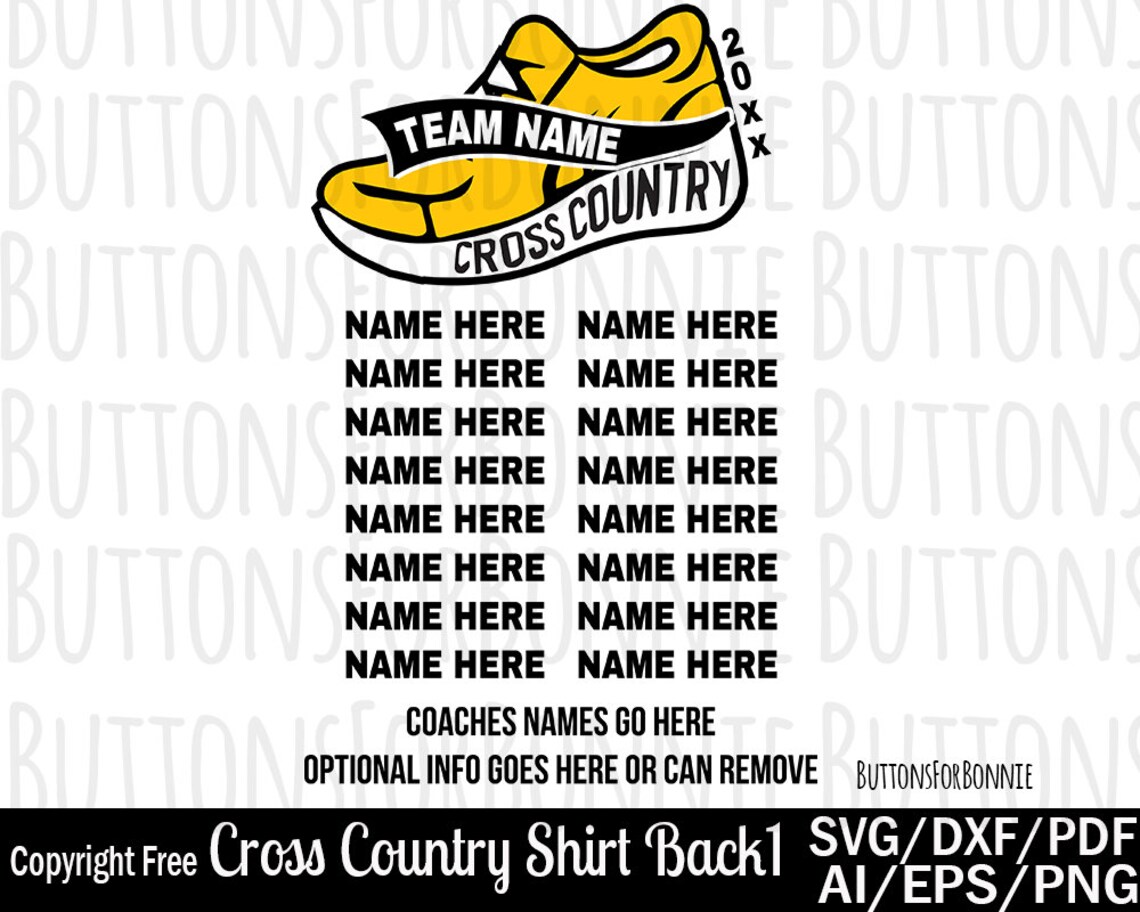 Cross Country Team Svg Template Back of Shirt Svg Team | Etsy