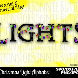 Christmas Lights Svg, Commercial Use, Cut File, Christmas Letters ...