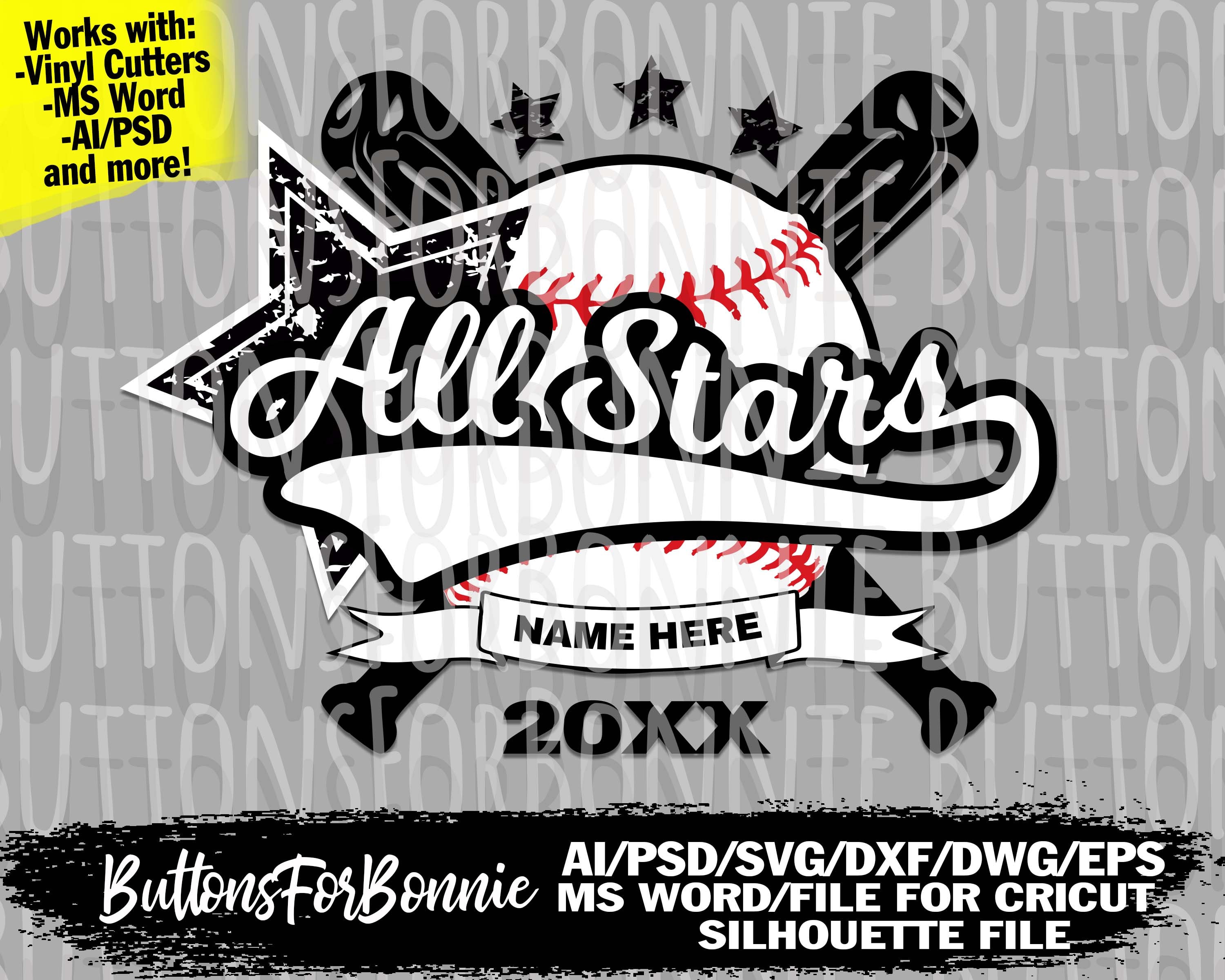 All Stars Svg All Star Team Baseball Svg Template Emblem - Etsy