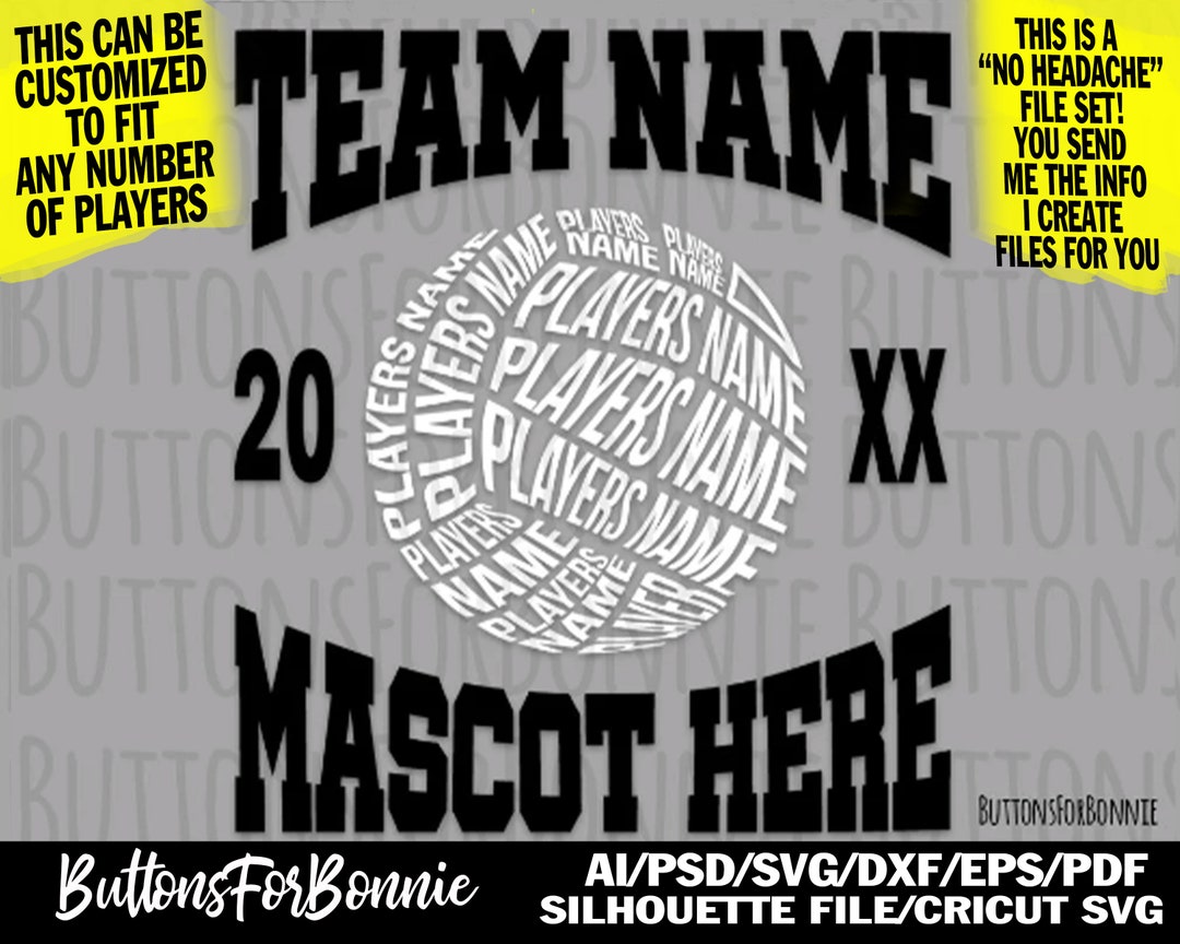 Volleyball Team Svg, Lineup, Roster, Back of Shirt Svg, Volleyball ...