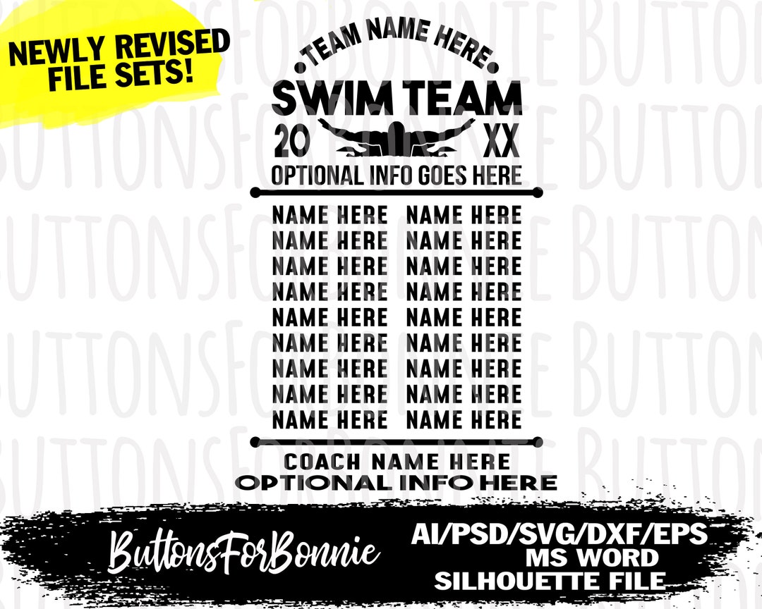Swim Team Svg, Shirt Back, Template, Swim Shirt Svg, Cut File, Swim ...