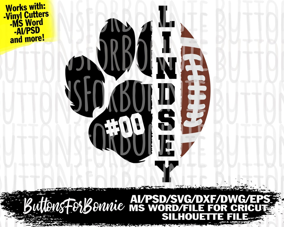 Football Svg Football Player Locker Sign Paw Print Svg - Etsy