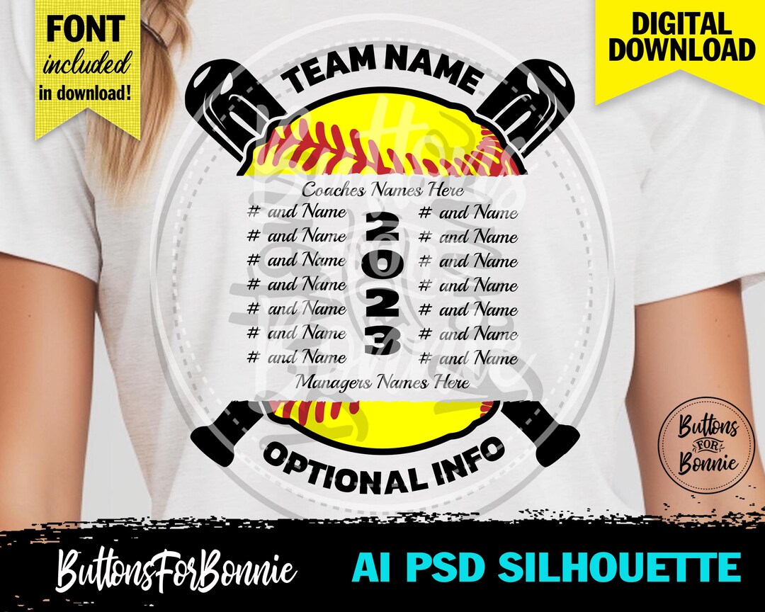 Softball Svg, Softball Template, Softball Roster, Softball Team ...