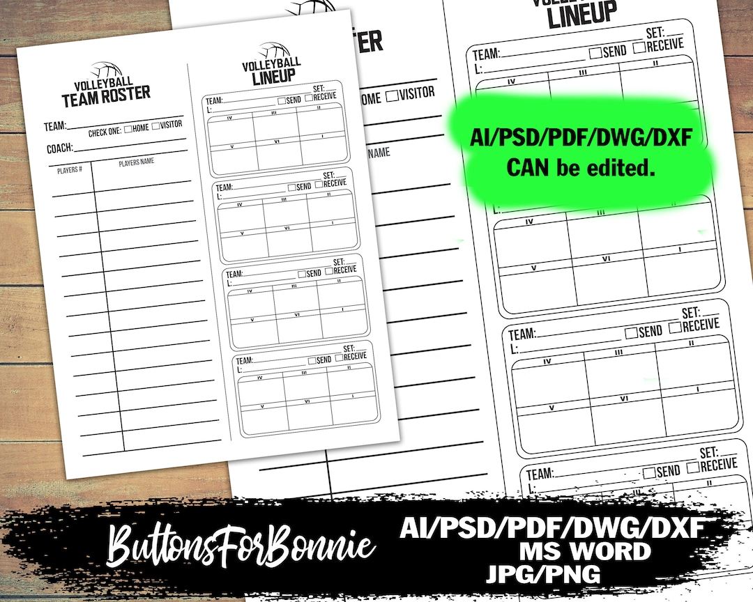 Volleyball Roster, Volleyball Lineup, Printable, Volleyball Team ...