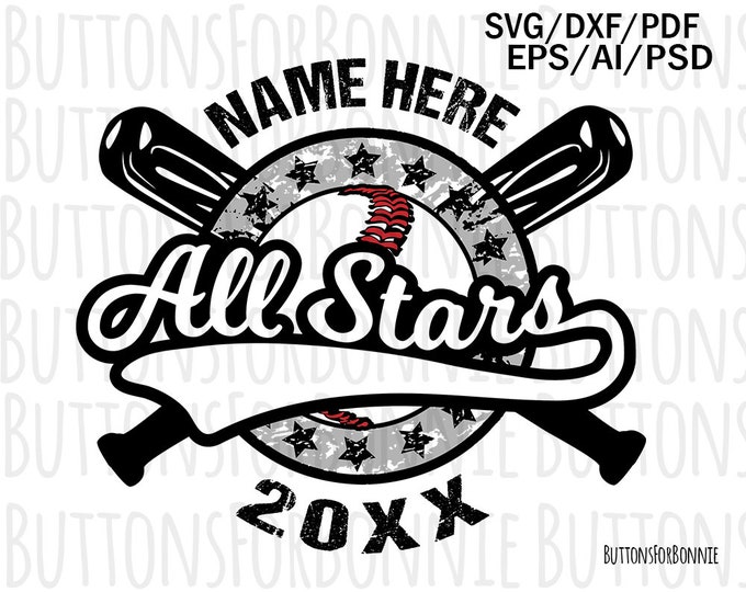 All Stars Svg, Softball Svg, Baseball Svg, Template, Emblem, Softball ...