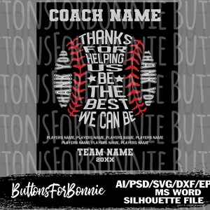 Baseball Svg Template Baseball Coach Coach Gift Baseball | Etsy