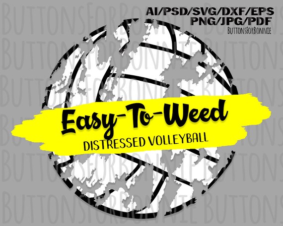 Easy to Weed Distressed Volleyball Volleyball Svg Template | Etsy