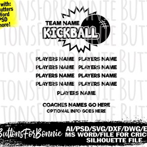 Kickball Svg, Kickball Team Svg, Kickball Game Svg, Kickball Roster ...