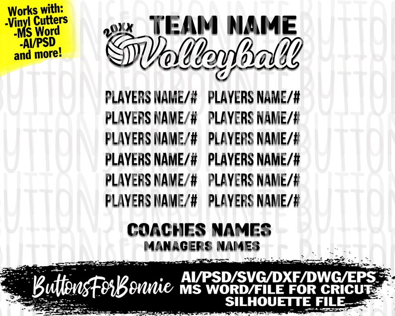 Volleyball Svg, Volleyball Team Svg, Volleyball Roster, Shirt Design ...