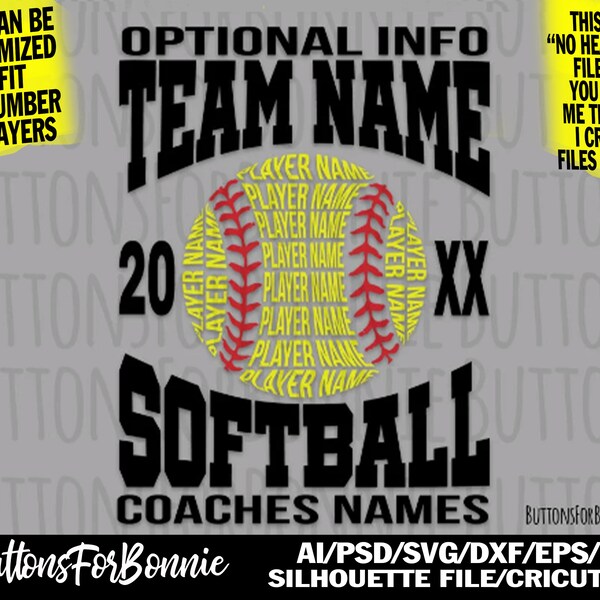 Softball All Star Roster Shirt - Etsy