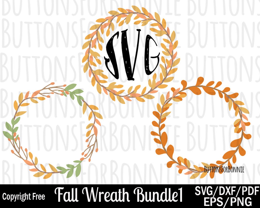 Fall Wreath Svg, Wreath Svg, Fall Leaves Svg, Monogram Wreath Svg ...