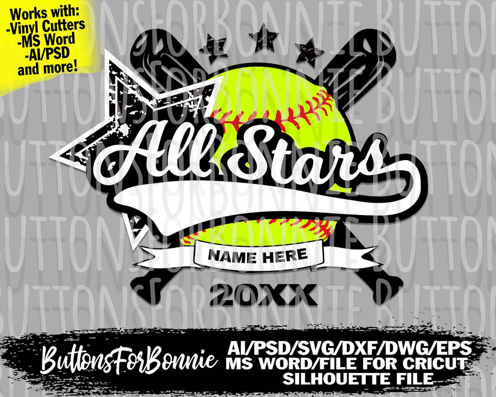 All Stars Svg, All Star Team, Softball Svg, Template, Emblem, T Ball ...