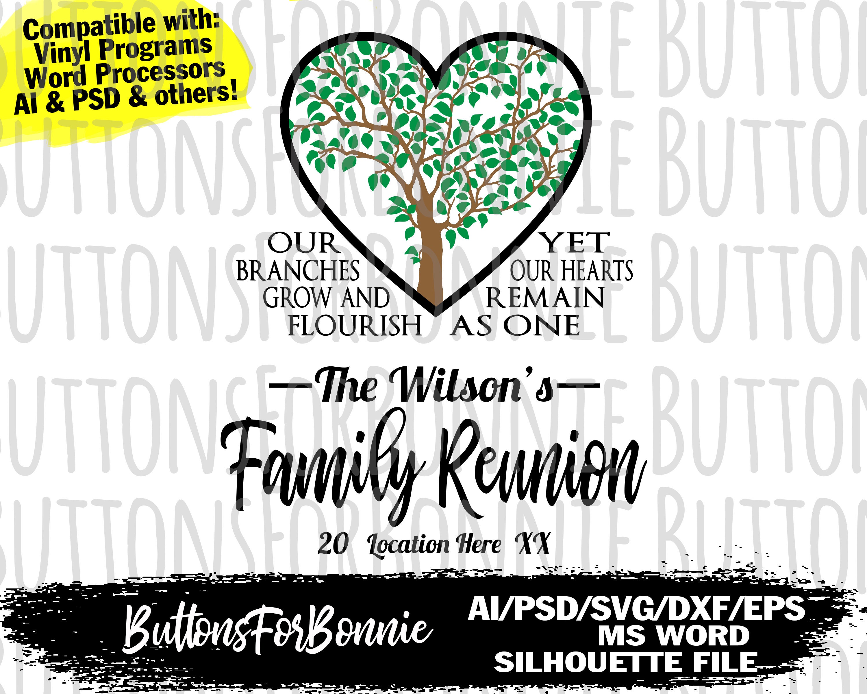 Family Tree Tree Heart Family Reunion Svg Branches Family - Etsy