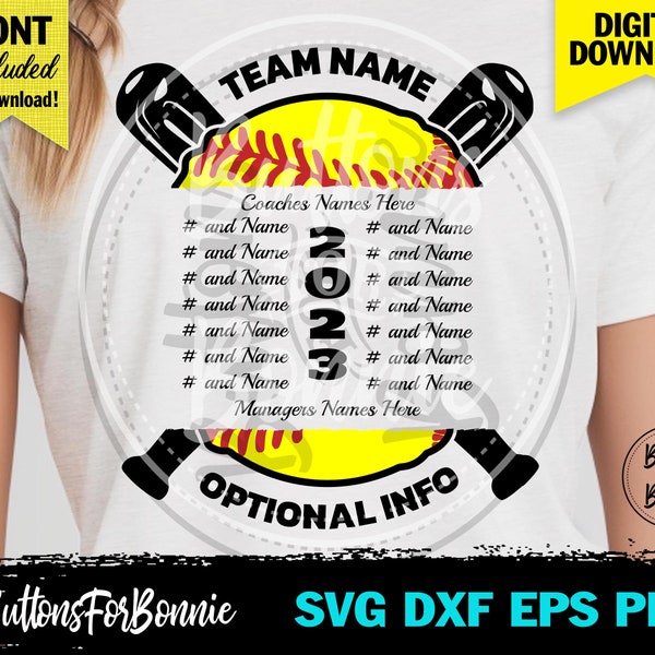 Softball All Star Roster Svg - Etsy