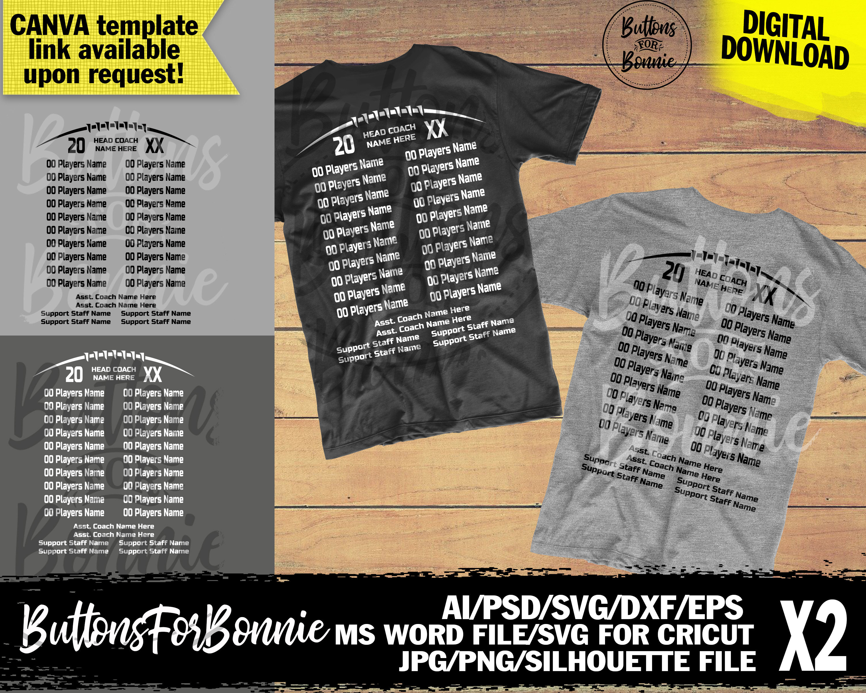 Football Team Roster Shirt Designs