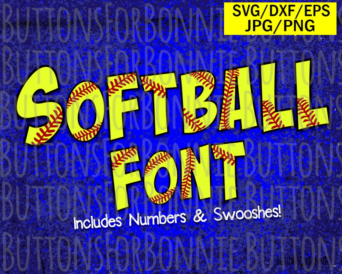 Softball Font Svg Font Cutting File Seams Stitching Kids | Etsy