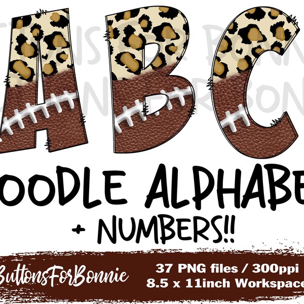 Football Doodle Alphabet - Etsy