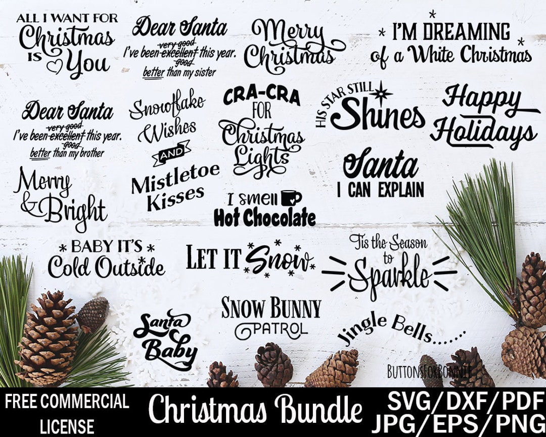Christmas Svg Bundle, 18 Christmas Sayings, Holiday SVG Bundle ...