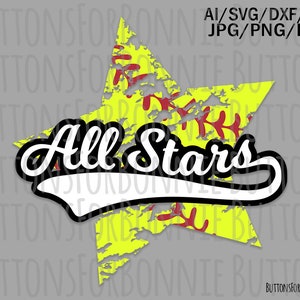 All Stars Svg, Softball Svg, Travel Ball, Template, Emblem, Softball ...