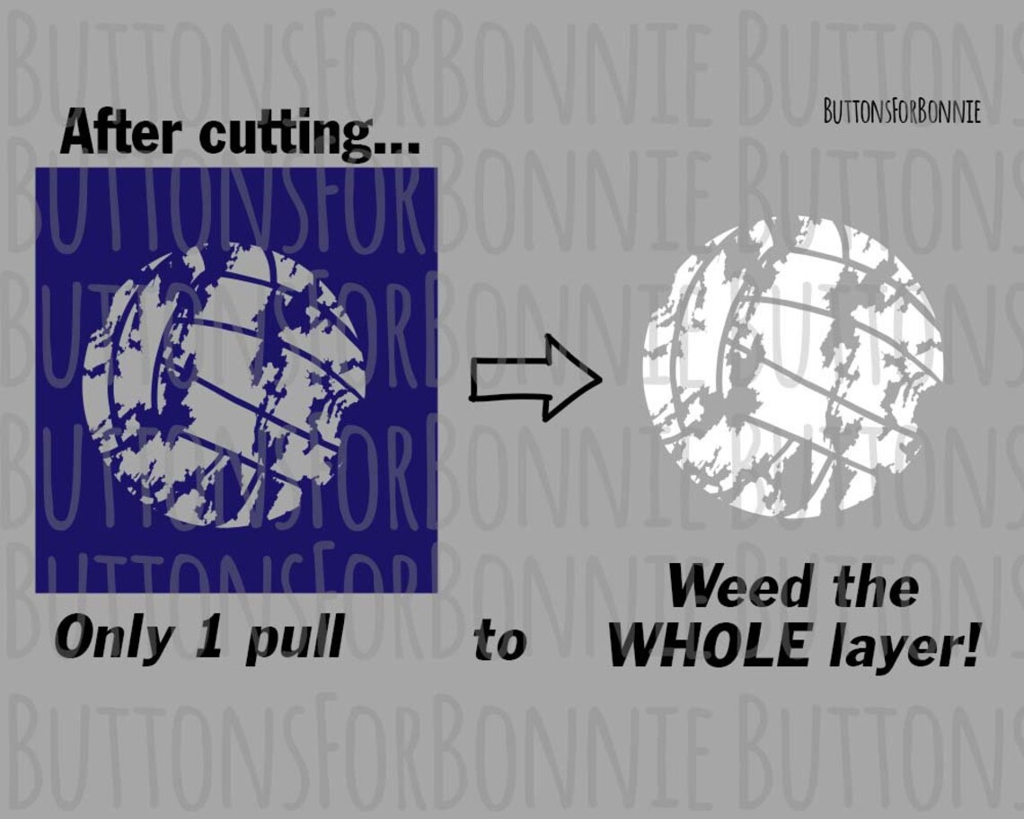 Easy to Weed, Distressed Volleyball, Volleyball Svg, Template, Cut File ...