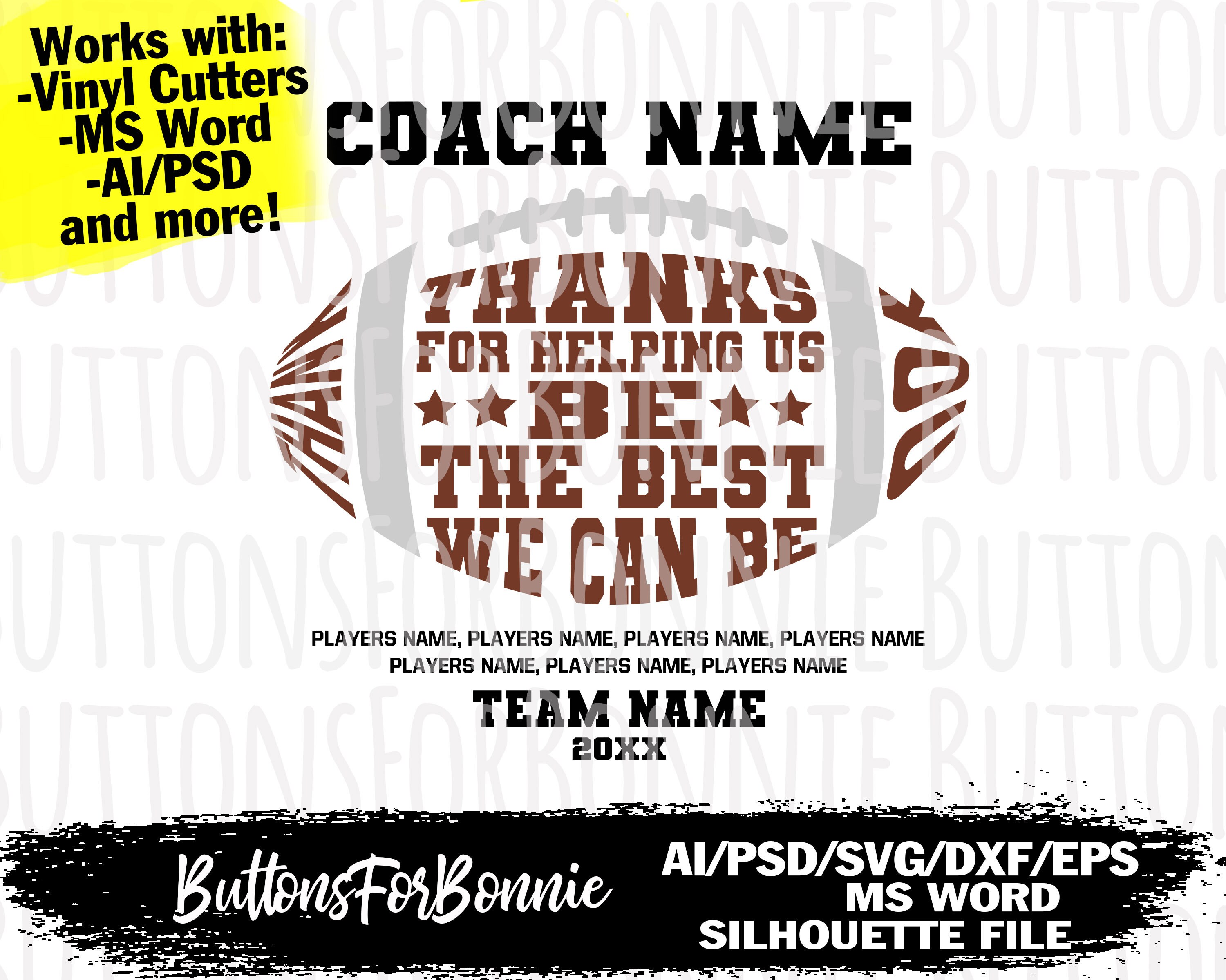 Football Coach, Coach Svg, Coach Gift, Football Coach Gift, Diy, Thank ...