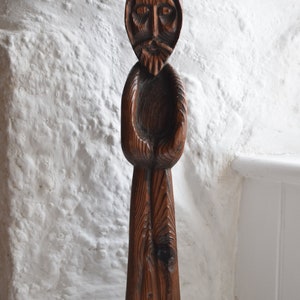 Large Hand Carved Wooden Medieval Monk Figurine, Ecclesiastical Antique ...