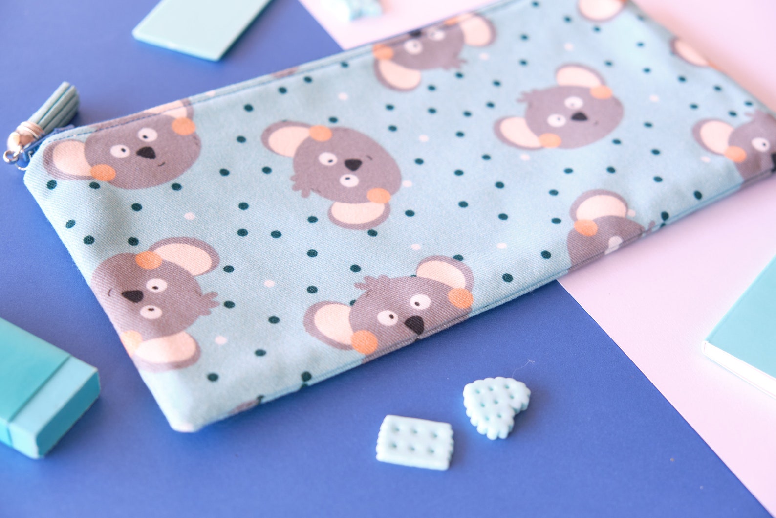 Cute Koala Bear Illustrated Pencil Case in Cotton - Etsy