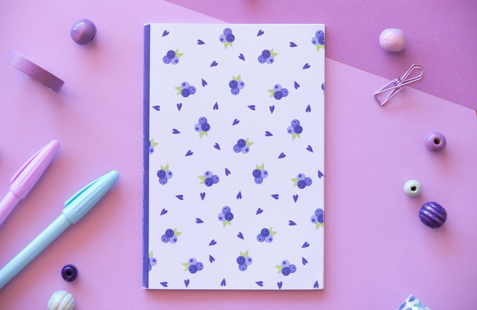 A6 Notepad With Original Purple Blueberries Illustration, White Pages ...