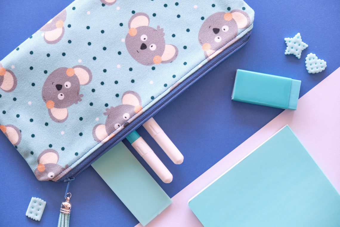 Cute Koala Bear Illustrated Pencil Case in Cotton - Etsy