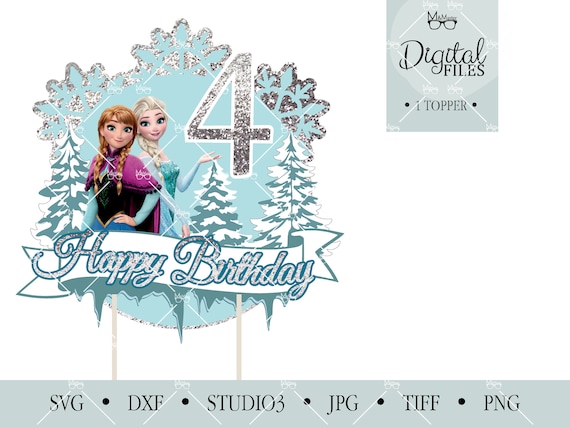 SVG Frozen Cake Topper 4 Frozen Party Decorations Elsa | Etsy