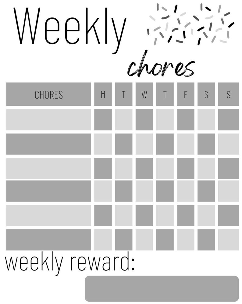 Modern Weekly Chore Chart Printable - Etsy