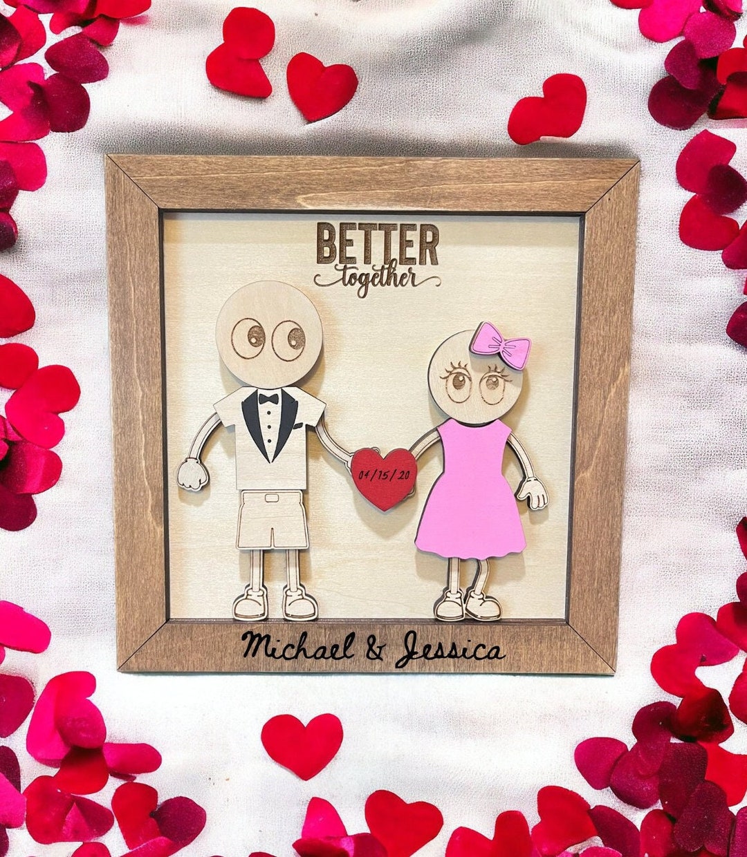 Personalized Couple Wooden Sign | Valentines Day Gift for Her/him ...