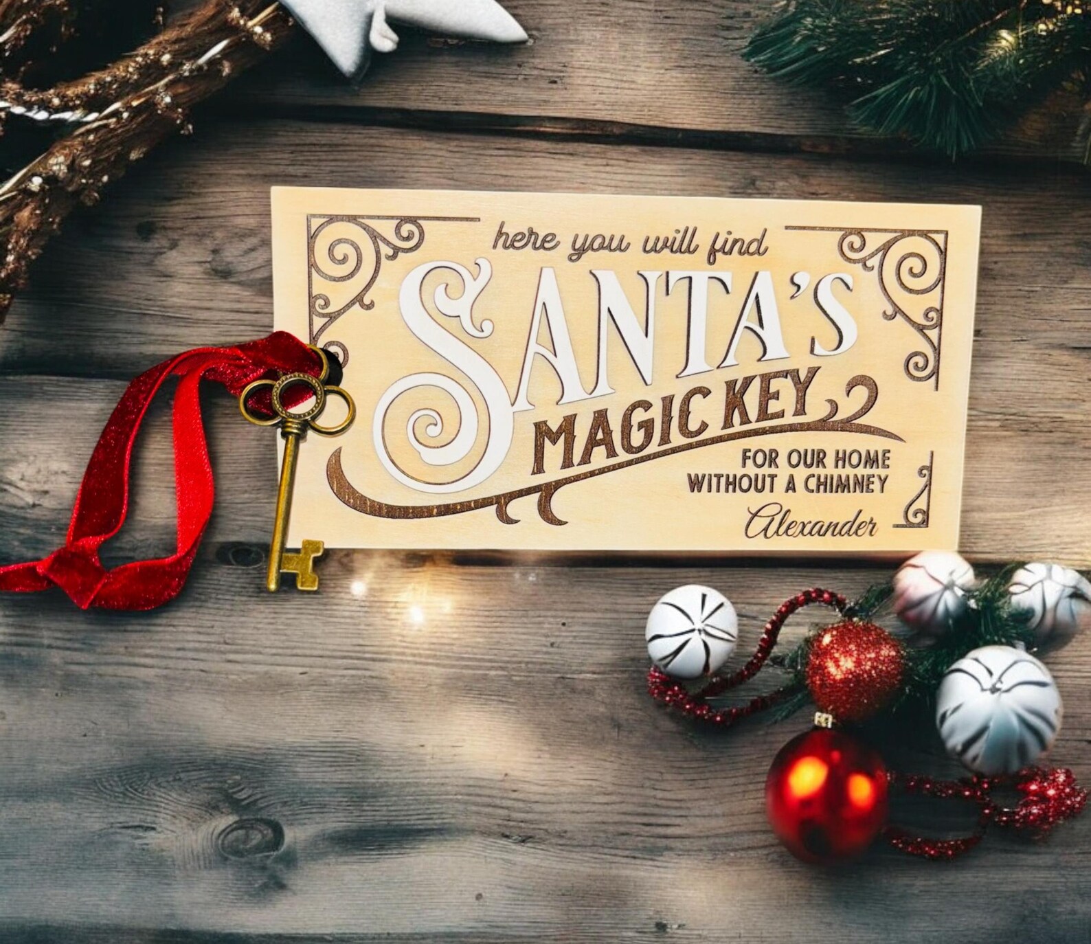 Santa's Magic Christmas Key | Decorative Santa Key With Sweet Engraved ...