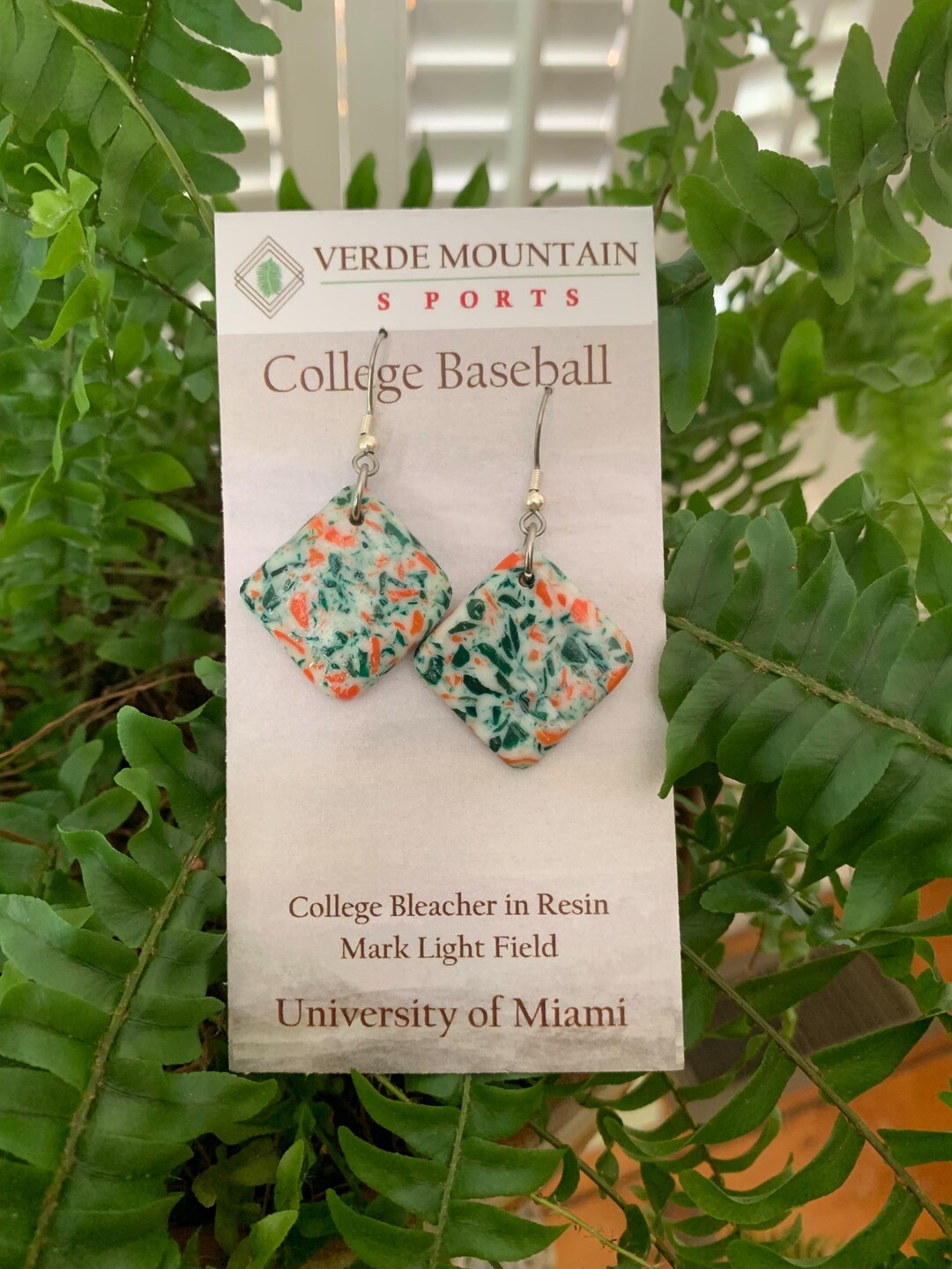 University of Miami, Mark Light Field Seat in Resin Earrings. Hurricane ...