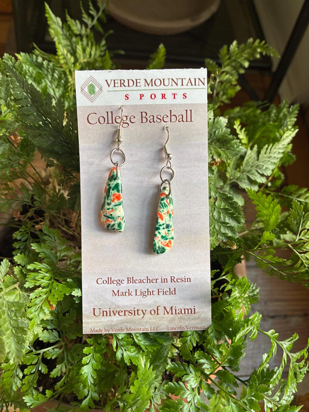 Repurposed University of Miami, Mark Light Field Seat in Resin Earrings ...